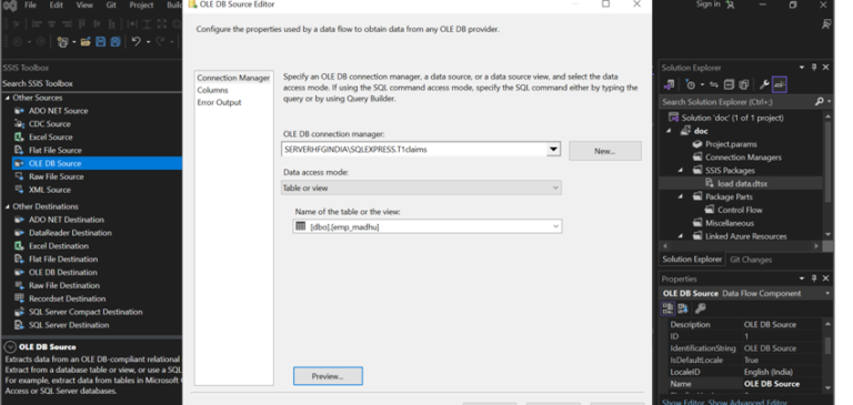 Load data from OLEDB source table to OLEDB destination in a table ...